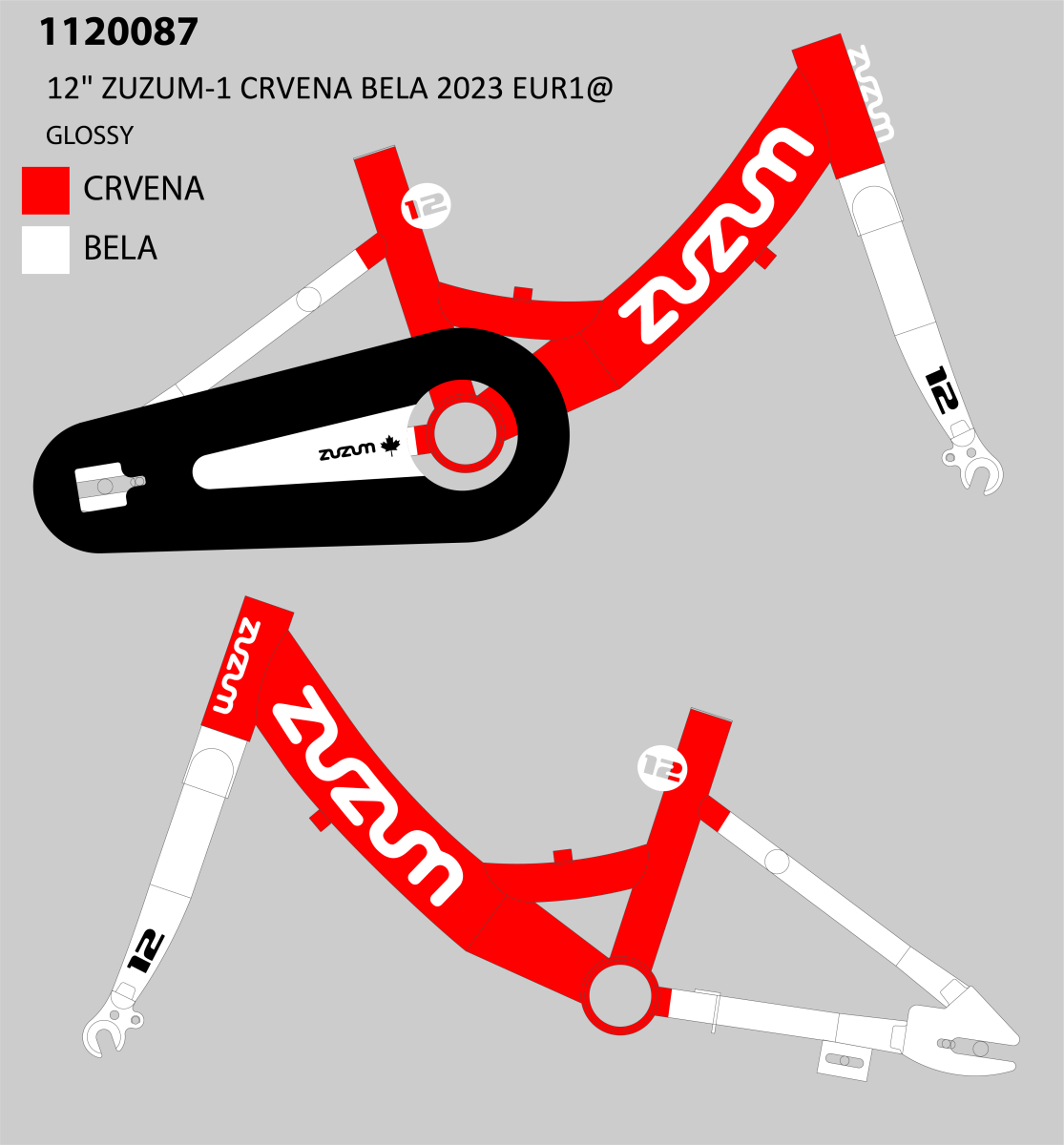 F.RAM CASSINI 12 zuzum-1 crvena bela 2023 eur1@ | Venera Bike d.o.o.
