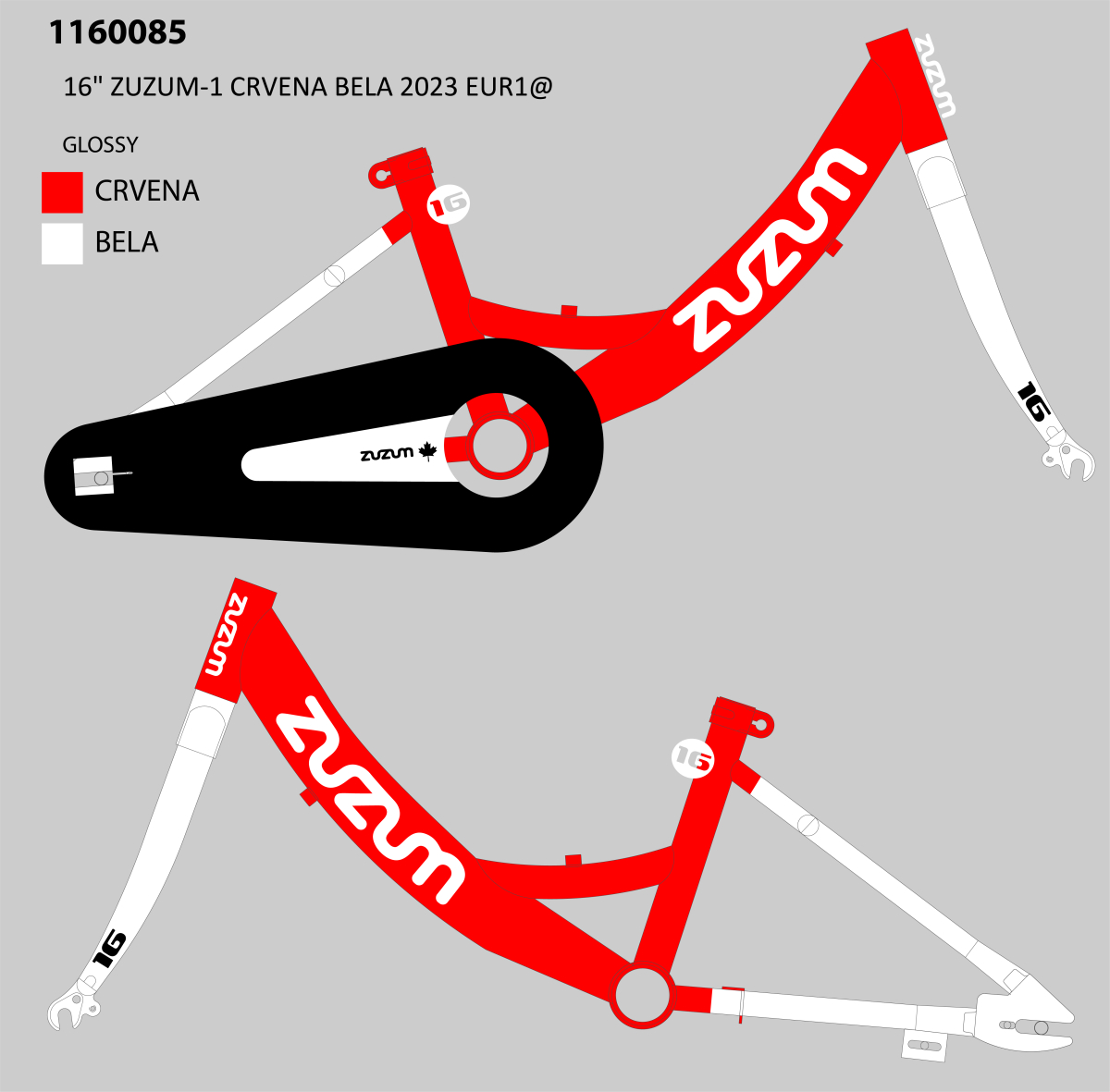 F.RAM CASSINI 16 zuzum-1 crvena bela 2023 eur1@ | Venera Bike d.o.o.